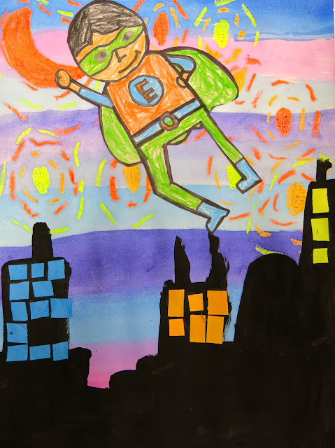 Cassie Stephens: In the Art Room: Super Hero Selfies in Second Grade