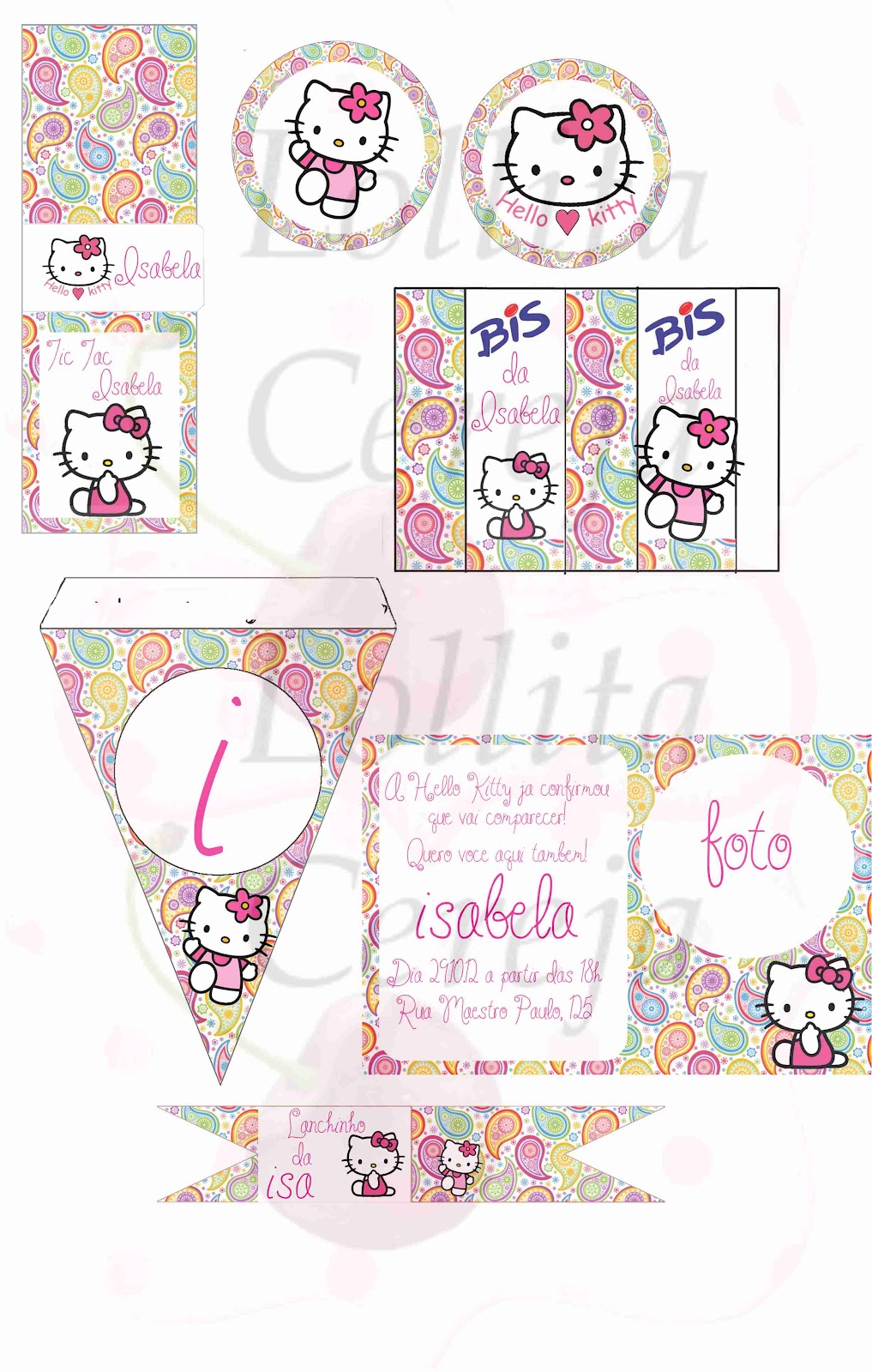 Lollita Cereja: Festa Personalizada Hello Kit