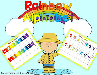 TeacherMomPlus3: Rainbow Number Line and Alphabet Sort