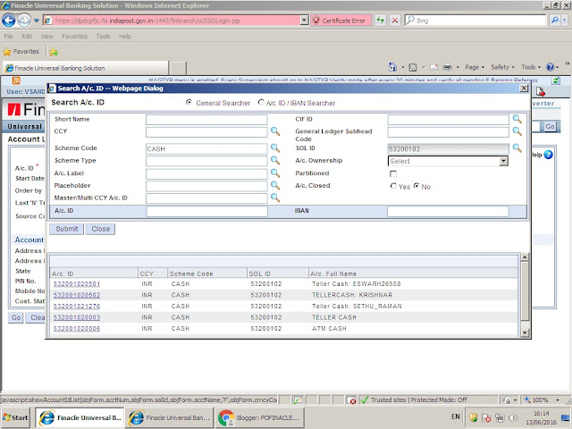 Procedure to Inquire teller cash balance of Sub office tellers in HO in ...
