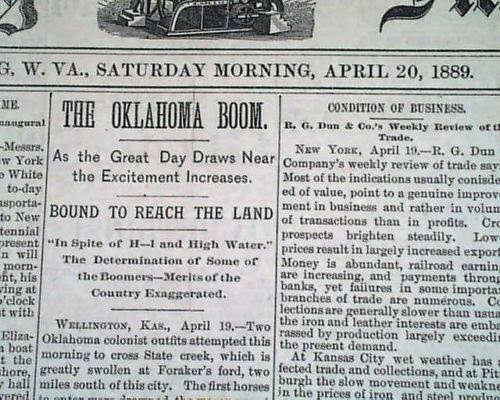 Today in History: APRIL 22 = The Oklahoma Land Grab of 1889