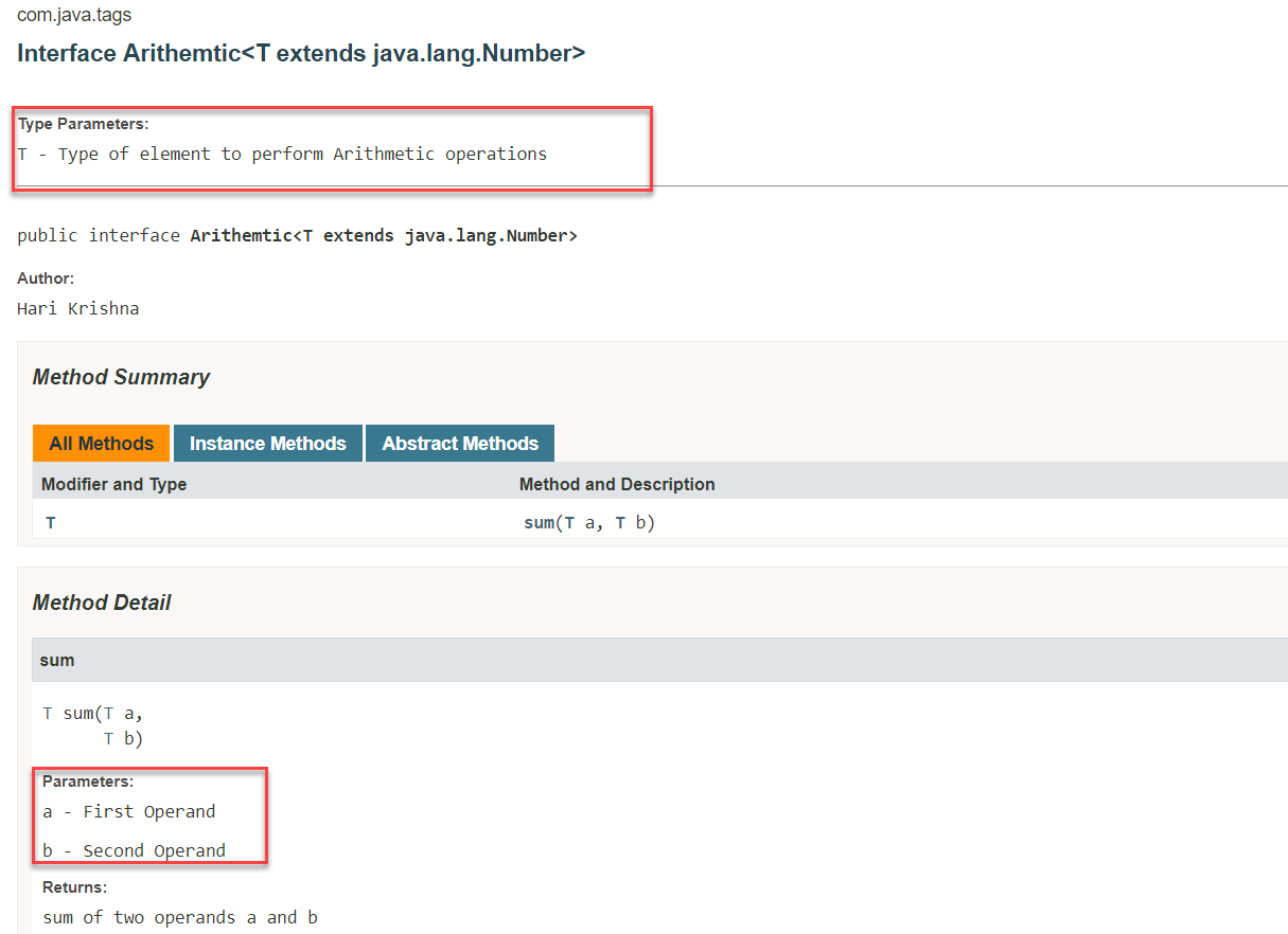 Programming for beginners: Javadoc: @param tag