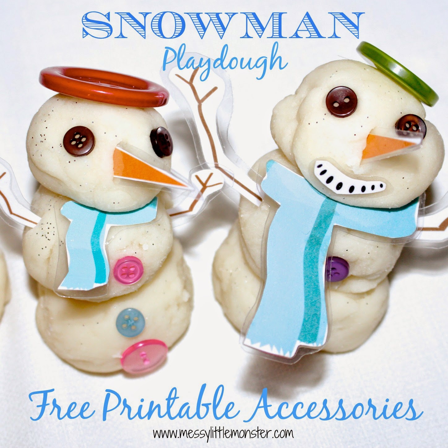 Snowman Playdough - Messy Little Monster