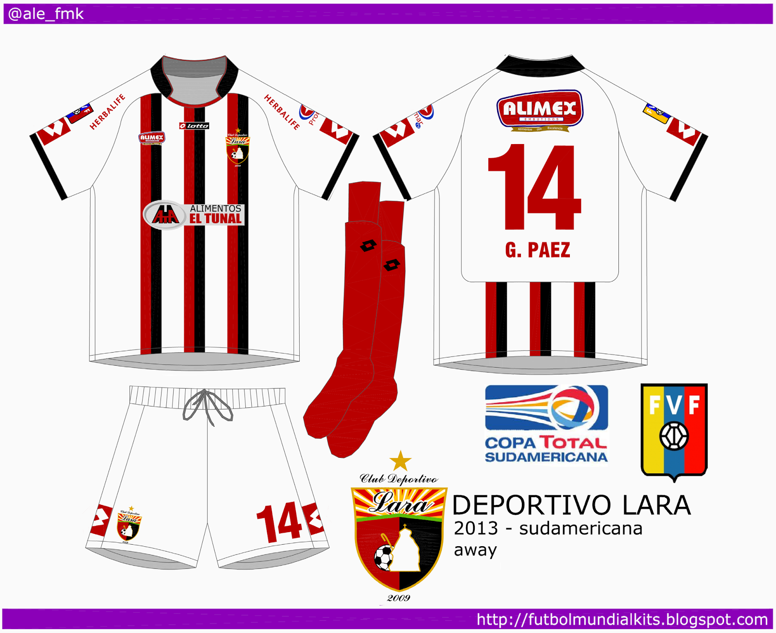 Fútbol Mundial Kits - Uruguay: Deportivo Lara - 2013 (copa sudamericana)