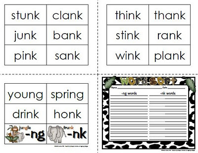 Sailing Through 1st Grade: Digraphs -NG and -NK SORT