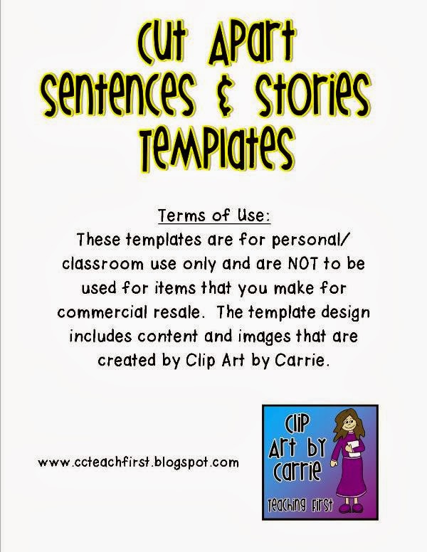 Clip Art By Carrie Teaching First Cut Apart Sentences And Stories