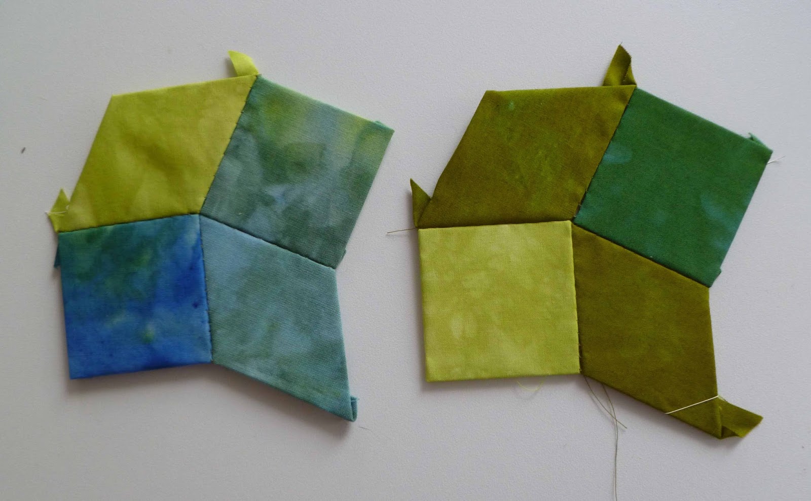 sew sew art: On to stitching a 4 "piece" block