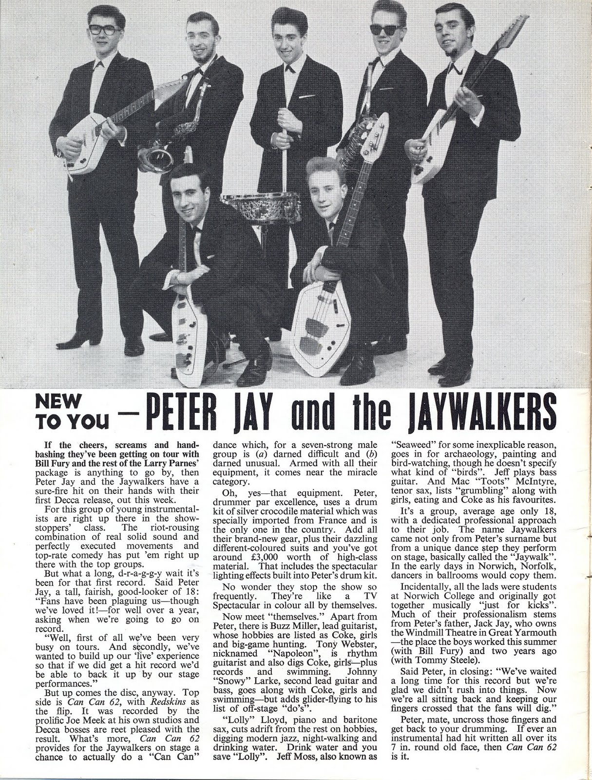SIXTIES BEAT: Peter Jay & The Jaywalkers - Pop Weekly N° 10 1962