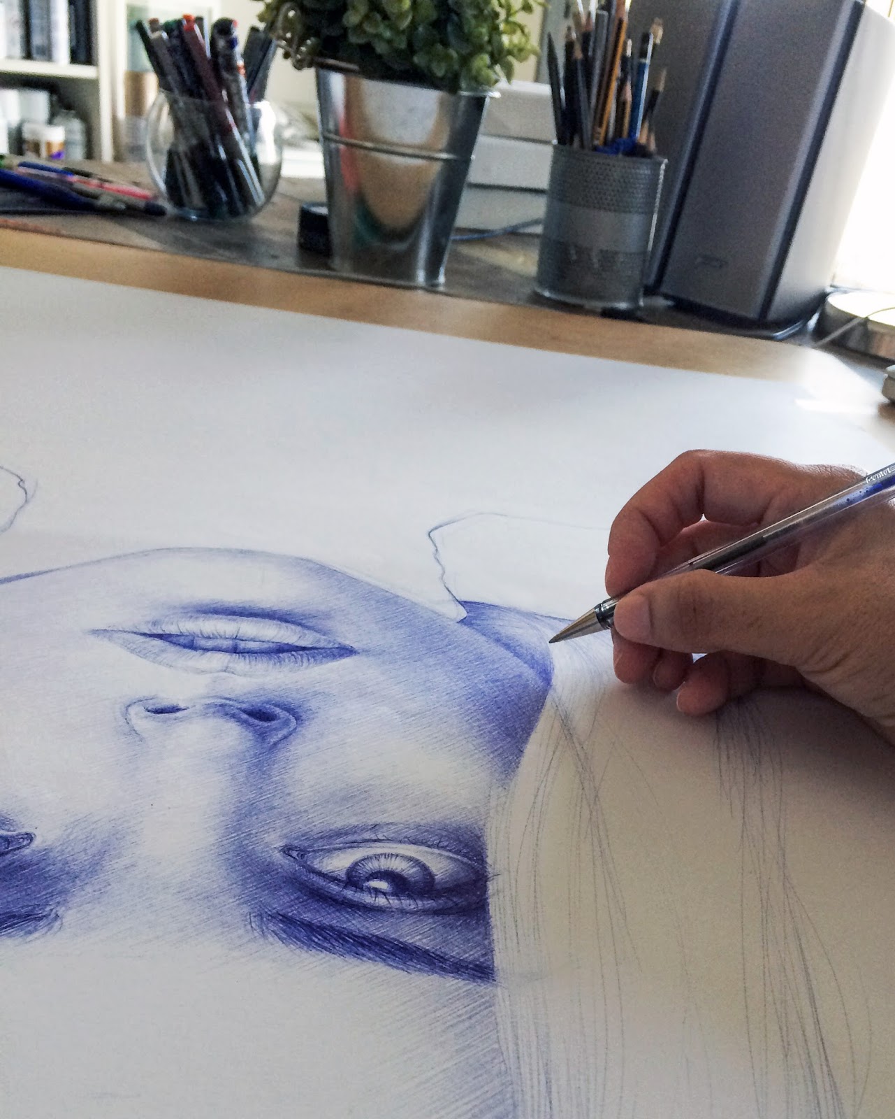 Ballpoint drawings portraits