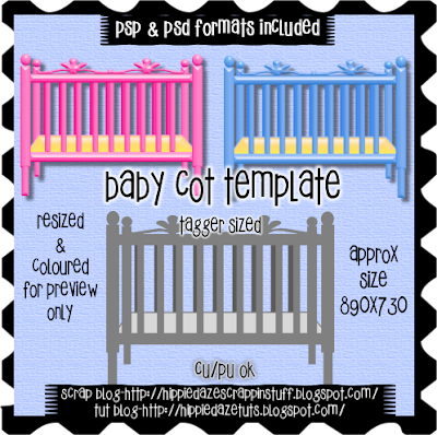 Hippiedaze Scrappin' Stuff: Baby Cot CU Template - TS