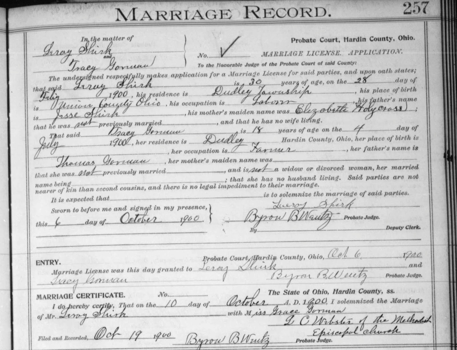 Climbing Wendy's Family Tree: Shirk Family Marriages