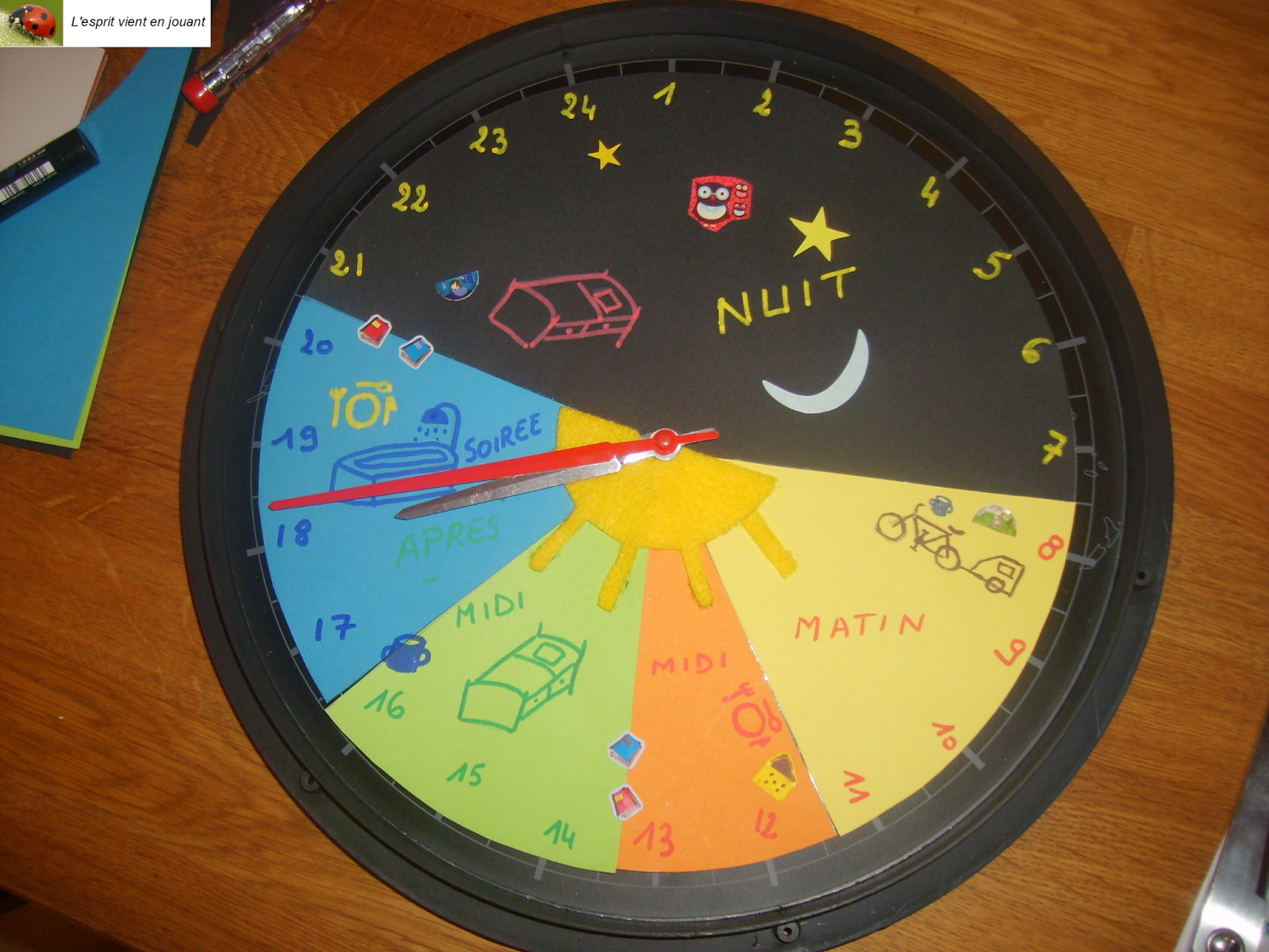 L'esprit vient en jouant: [Activité enfants] Mon horloge 24h