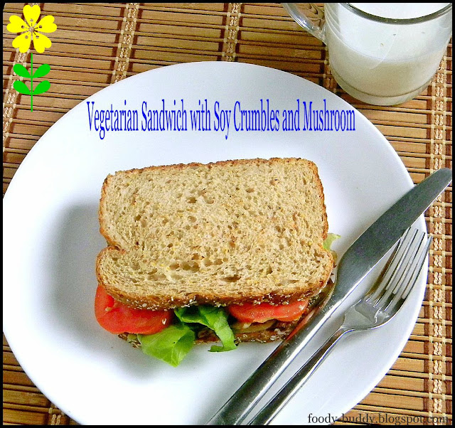 Vegetarian Sandwich with Soy Crumbles and Mushroom - FoodyBuddy