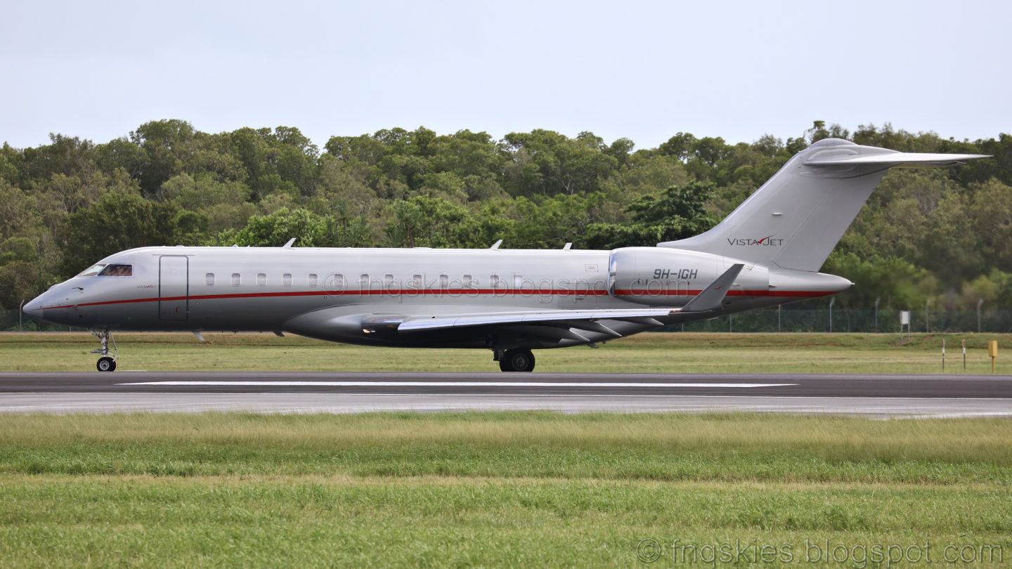Far North Queensland Skies: VistaJet Global Express 9H-IGH departs