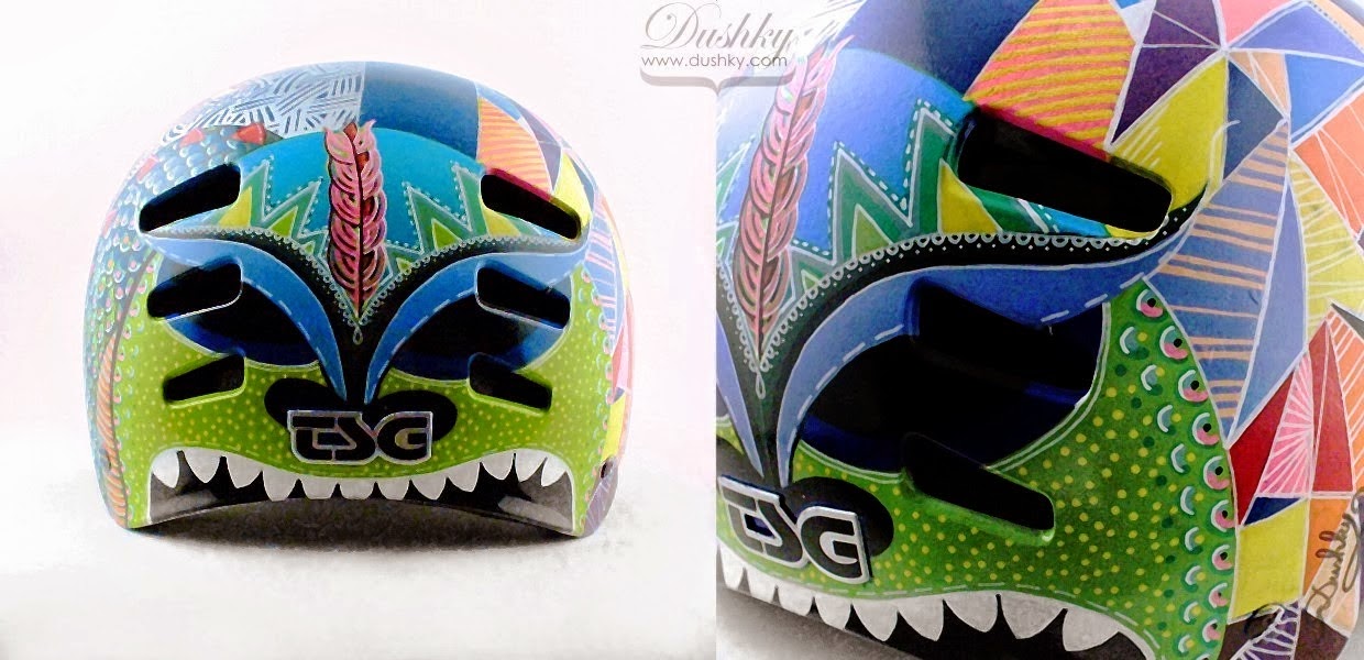 custom geometric dragon helmet