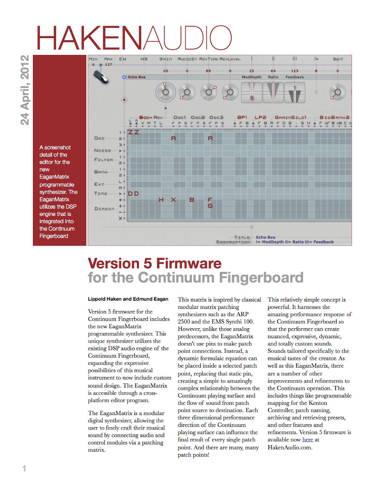 MATRIXSYNTH: Haken Audio Continuum Continuum Fingerboard Version 5.01 ...
