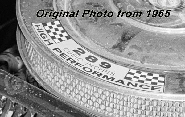 Virginia Classic Mustang Blog: 289 HiPo Air Cleaner Decal - Brand New ...