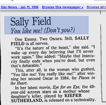 Sally Field - You Like Me, You Really Like Me