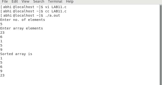 VTU CSE LABS: CPL 11 - BUBBLE SORT