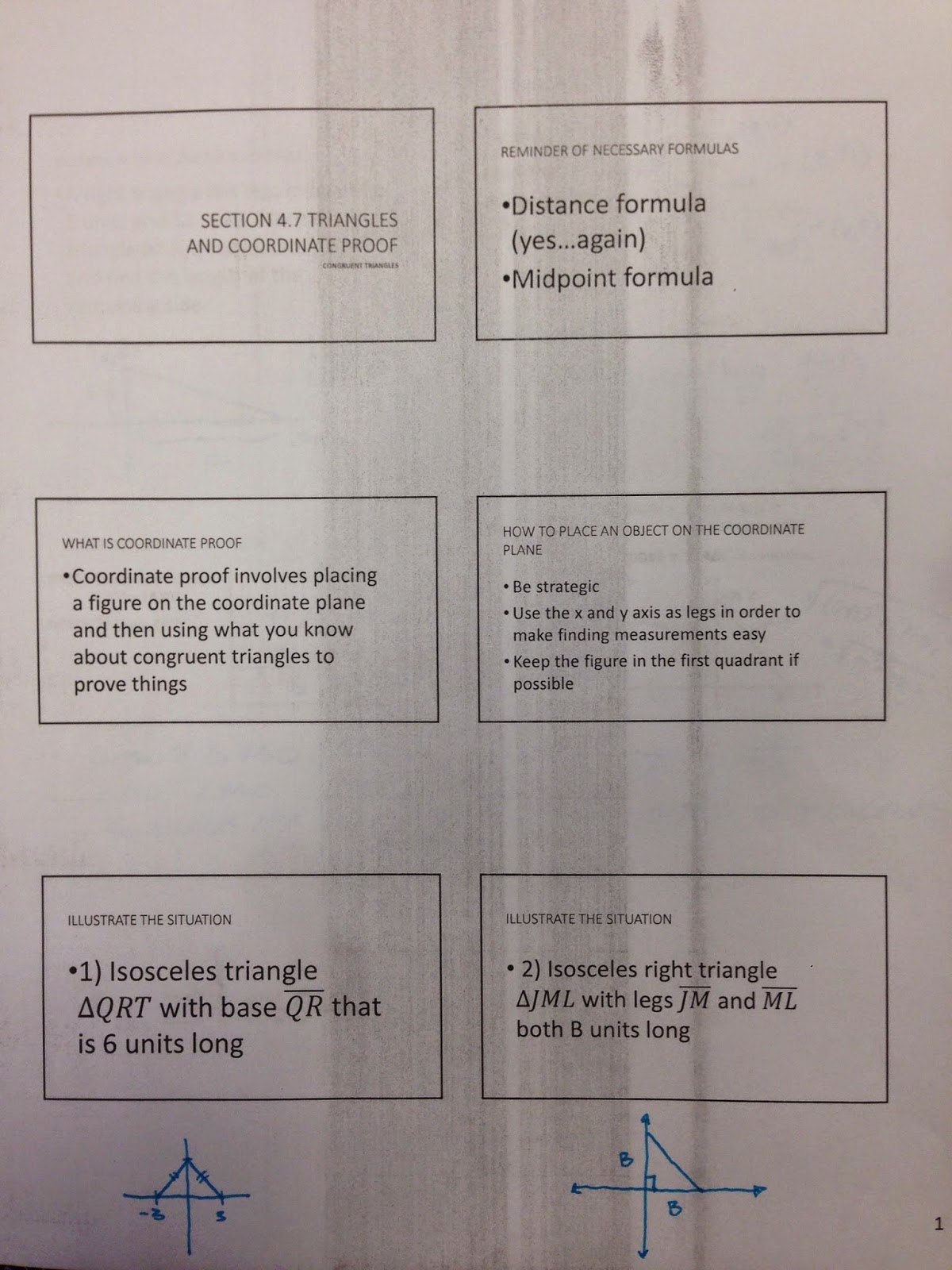 Honors Geometry - Vintage High School: Section 4-7 Coordinate proof