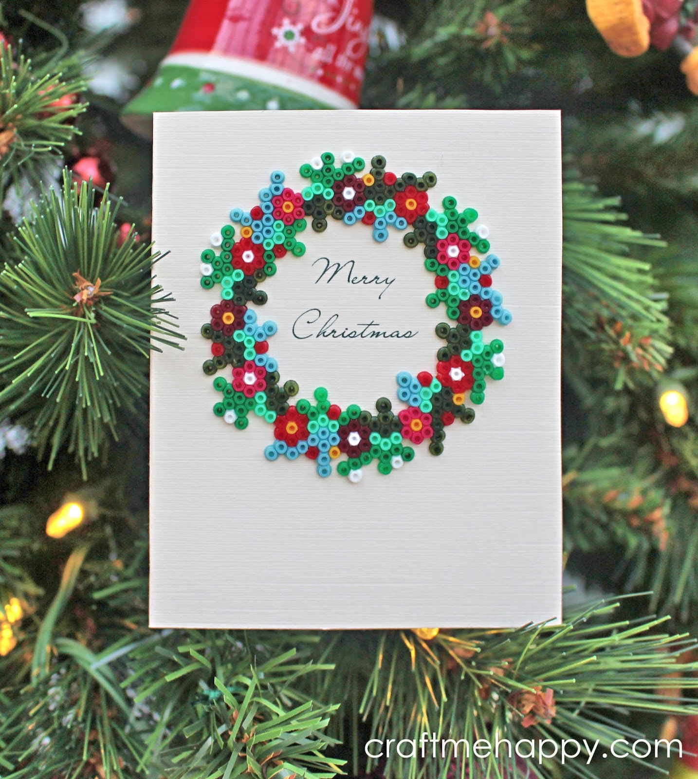 Mini Hama Bead Wreath Christmas card | Craft me Happy!: Mini Hama Bead ...