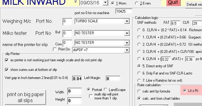 Dairy Accounting Software - Hindi: Rate Chart of Fat and SNF