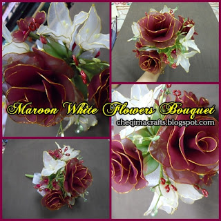 Cheqima Crafts: Bunga Tangan Pengantin ~ Maroon White~