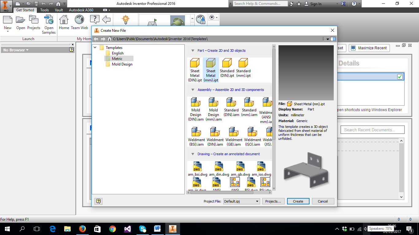 Membuat Objek di Autodesk Inventor