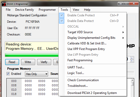 AG: Programar PIC Microchip con Pickit2 con "All Protect"