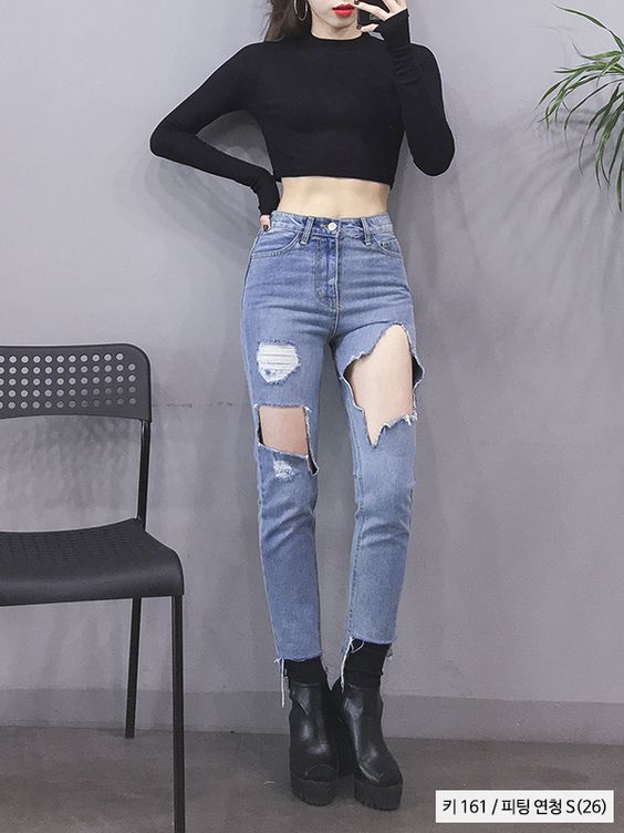 KOREAN OUTFITS: 'Jeans rotos (ripped jeans)' ♥