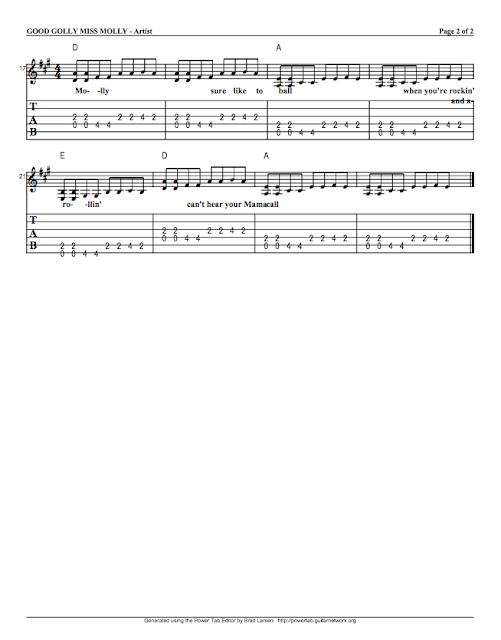 Guitar Tabs: Tabs And Song Sheet For: Good Golly Miss Molly