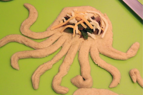 Saanvis food: Oat Flour Pizza And Funny Octopus Shaped Mini Pizza
