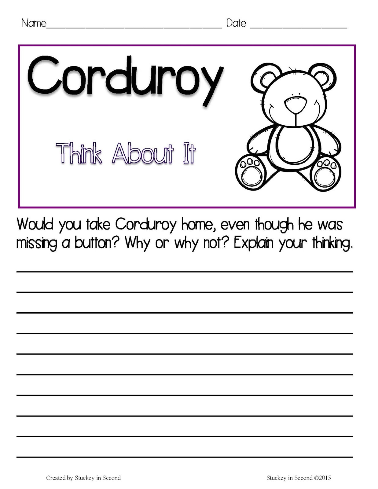 Stuckey in Second: Literature Companion Units {Corduroy}