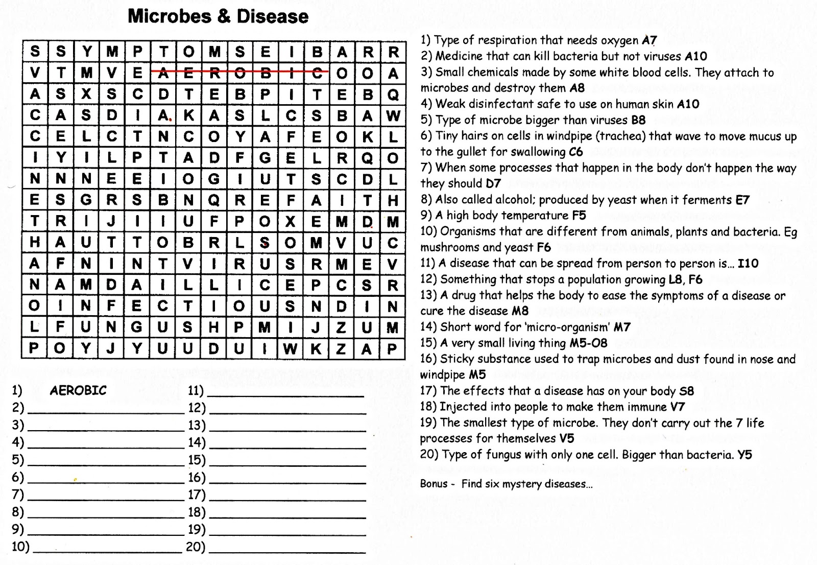 Diseases Word Search