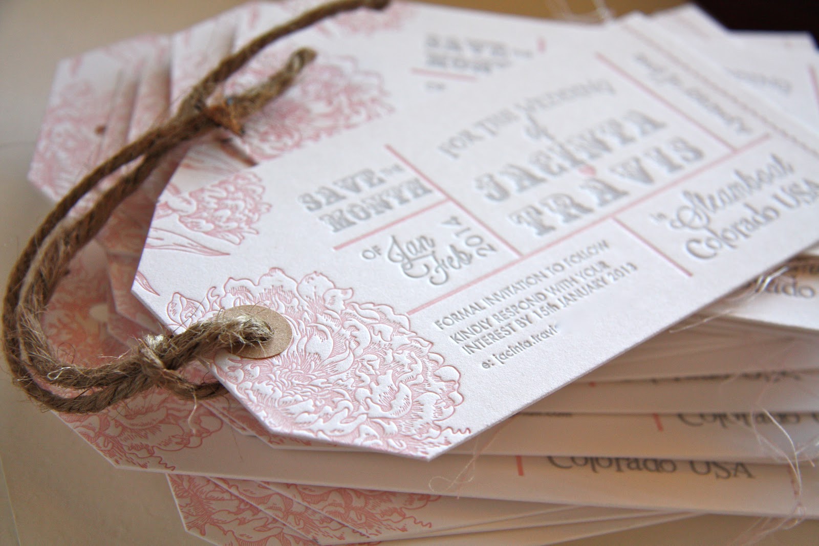 Fluid Ink Fine Letterpress of Australia: Luggage tag Save the date ...