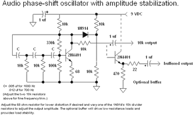 Audio phase-shift oscillator Circuit Diagram