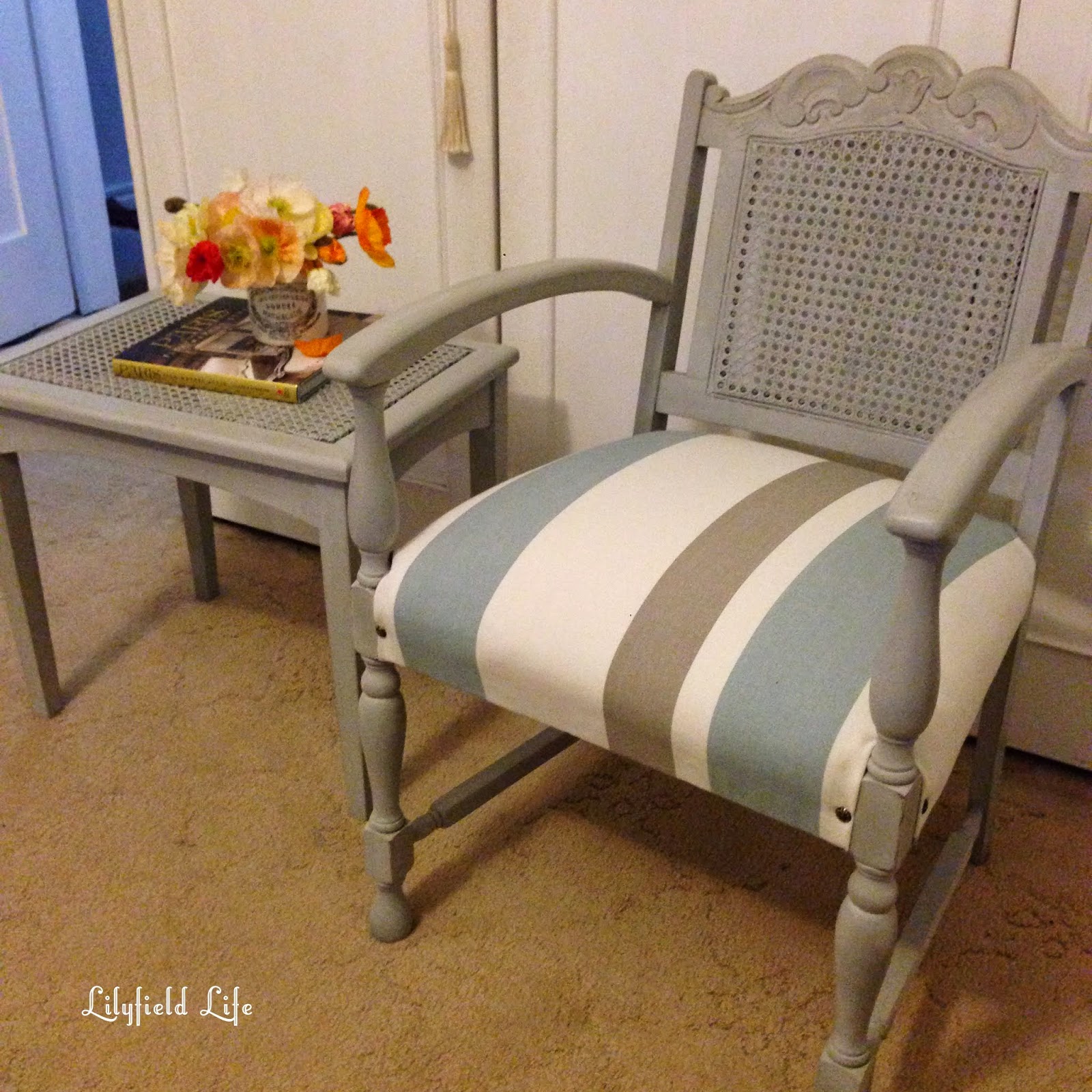 Lilyfield Life: Upholstered Rattan Chair and Side Table