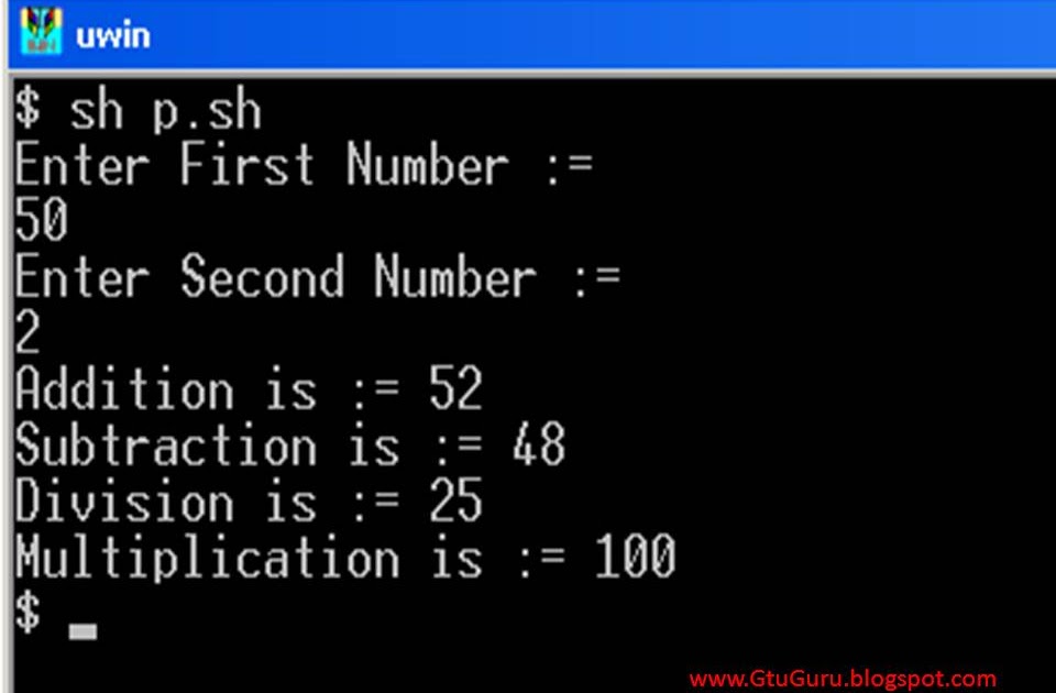Accept Numbers And Perform Addition Subtraction Division And Multiplication ~ Gtu Guru 