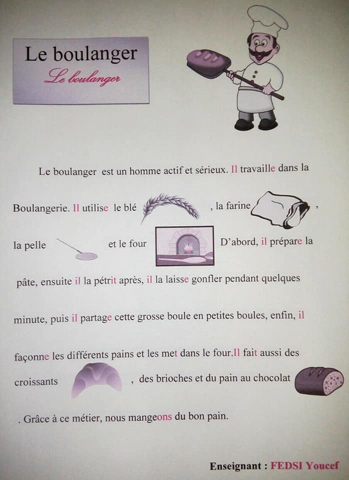 Modèles de productions écrites pour les élèves 6eme année "les métiers ...