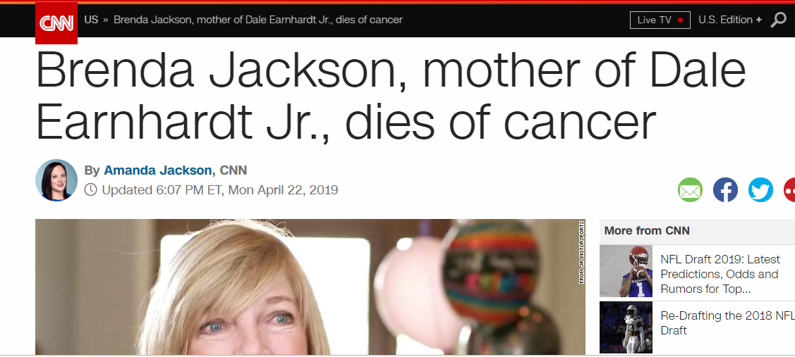 The Mindless Freaks: Brenda Jackson, Mother of Dale Earnhardt Jr dies ...