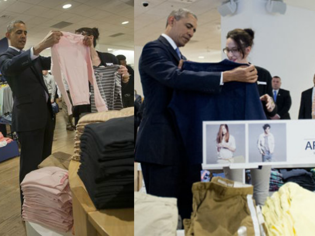 Kamify Blog: Funky President Obama Shops For His Ladies At GAP Store