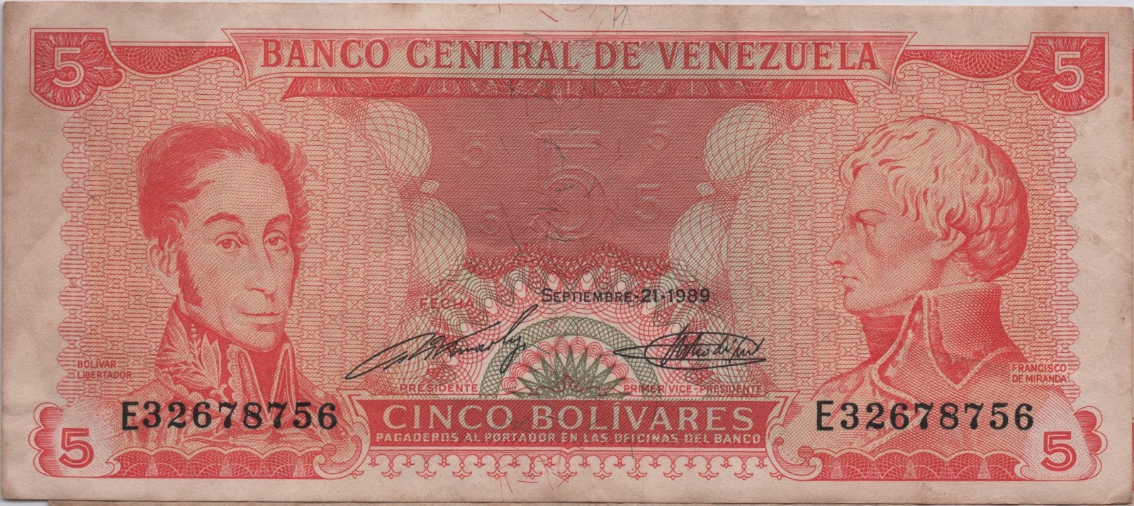 Coleccion de billetes y monedas (numismatica): 5 Bolivares Venezuela ...