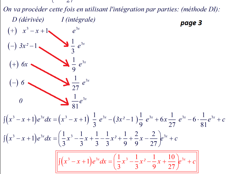 intégration par identification des coefficients. int(P(x).exp(ax+b ...