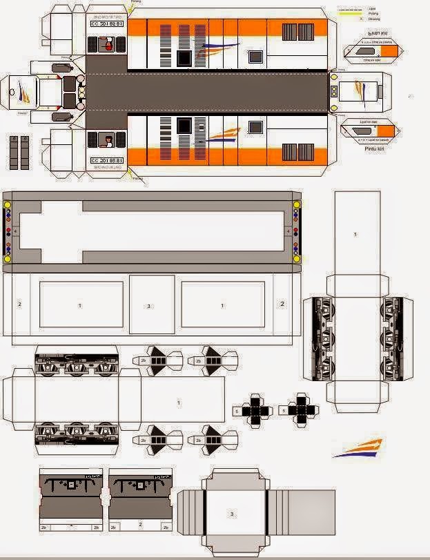 pola papercraft kereta api indonesia (KAI)