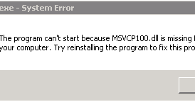 The program can’t start because MSVCR100.dll is missing from your computer.