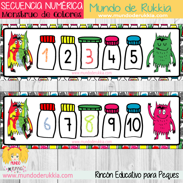 Secuencias Numéricas del Monstruo de Colores | Mundo de Rukkia