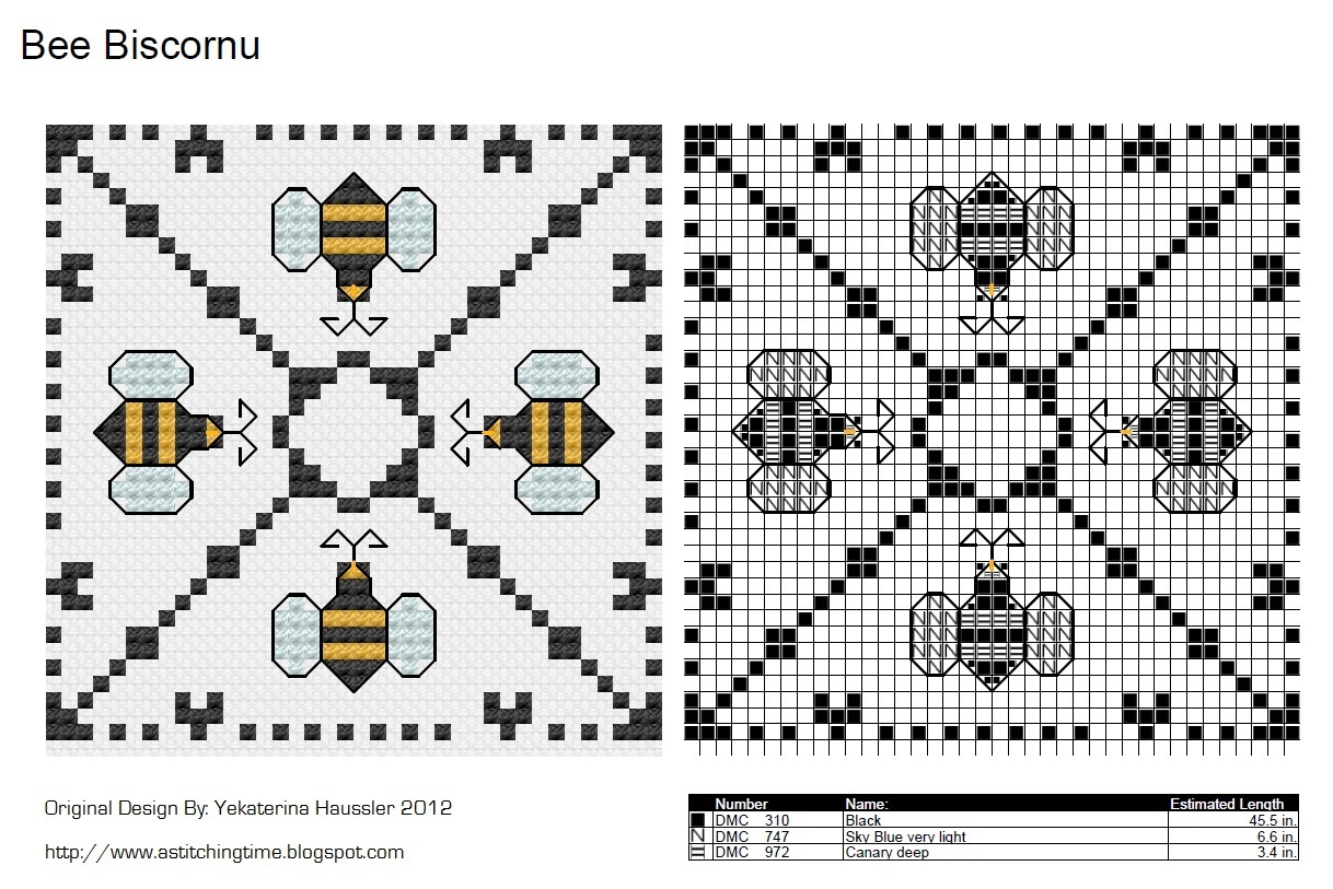 A Stitching Time: A Bumble Bee Biscornu