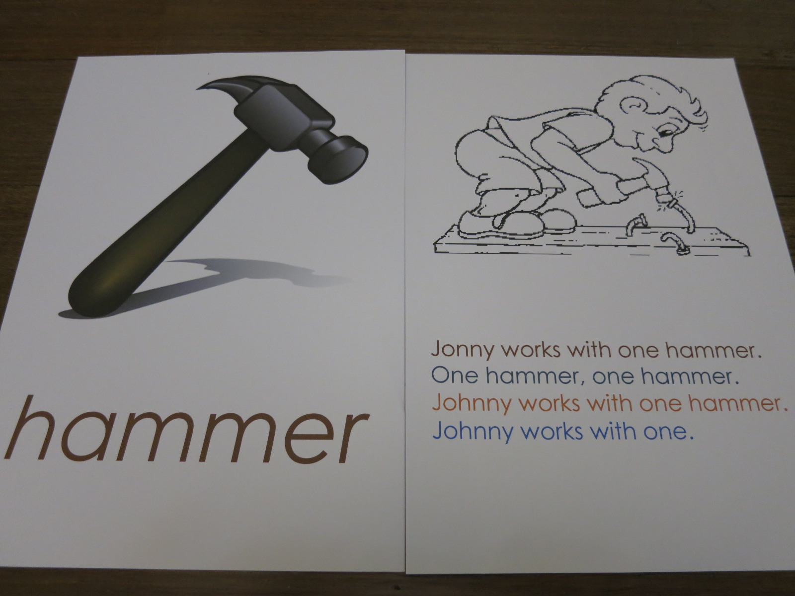 瑜玲育儿经 (Elaine Teh): Johnny works with one hammer（童谣+游戏+闪卡）