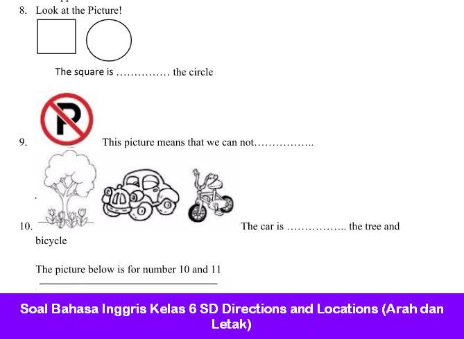 Soal Bahasa Inggris Kelas 6 SD Directions and Locations (Arah dan Letak ...