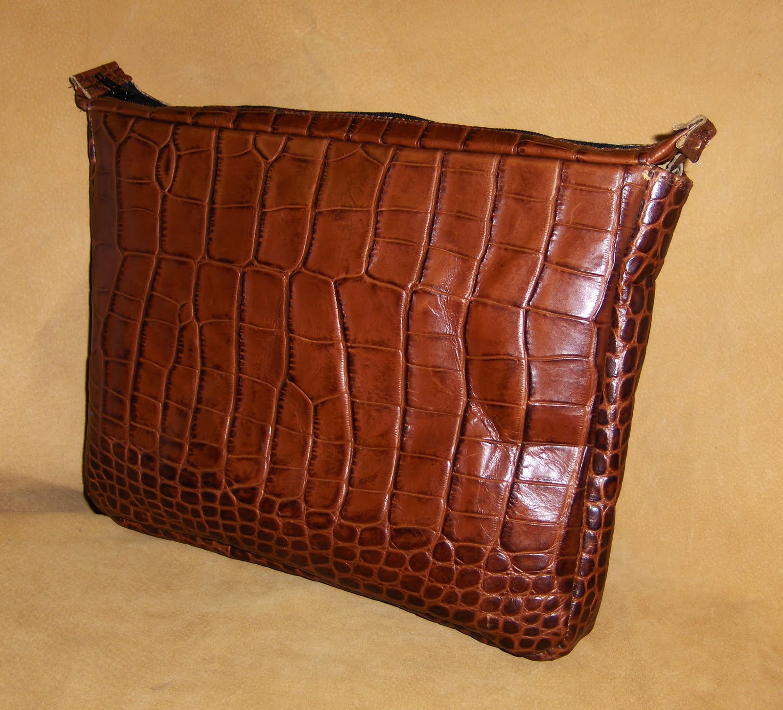 Leather by Mike: Crocodile Embossed Leather Computer Case